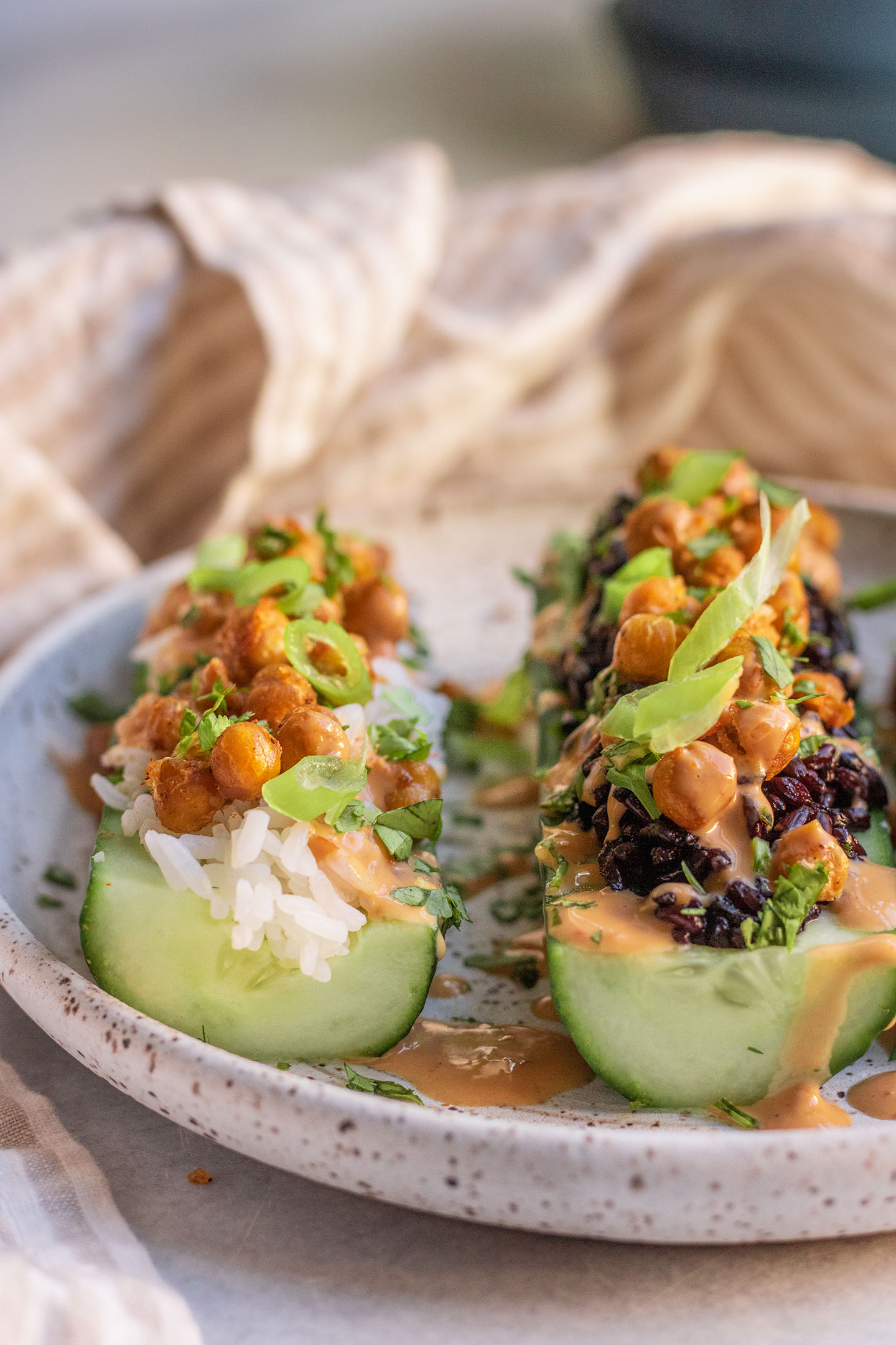 Cucumber Boats with Crispy Chickpeas – Plant Based RD