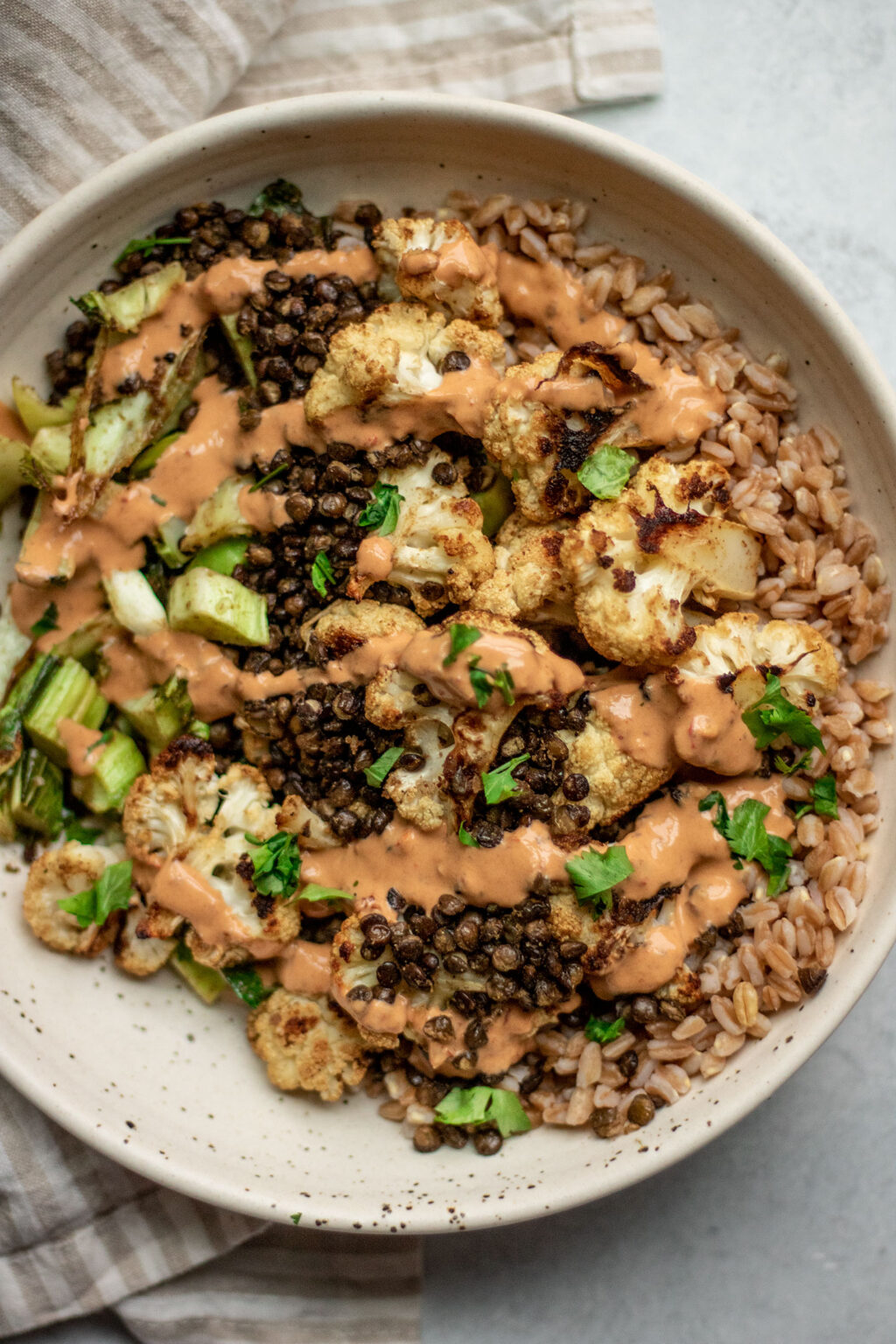 Roasted Cauliflower Bowls with Orange Chipotle Tahini Sauce - Plant ...