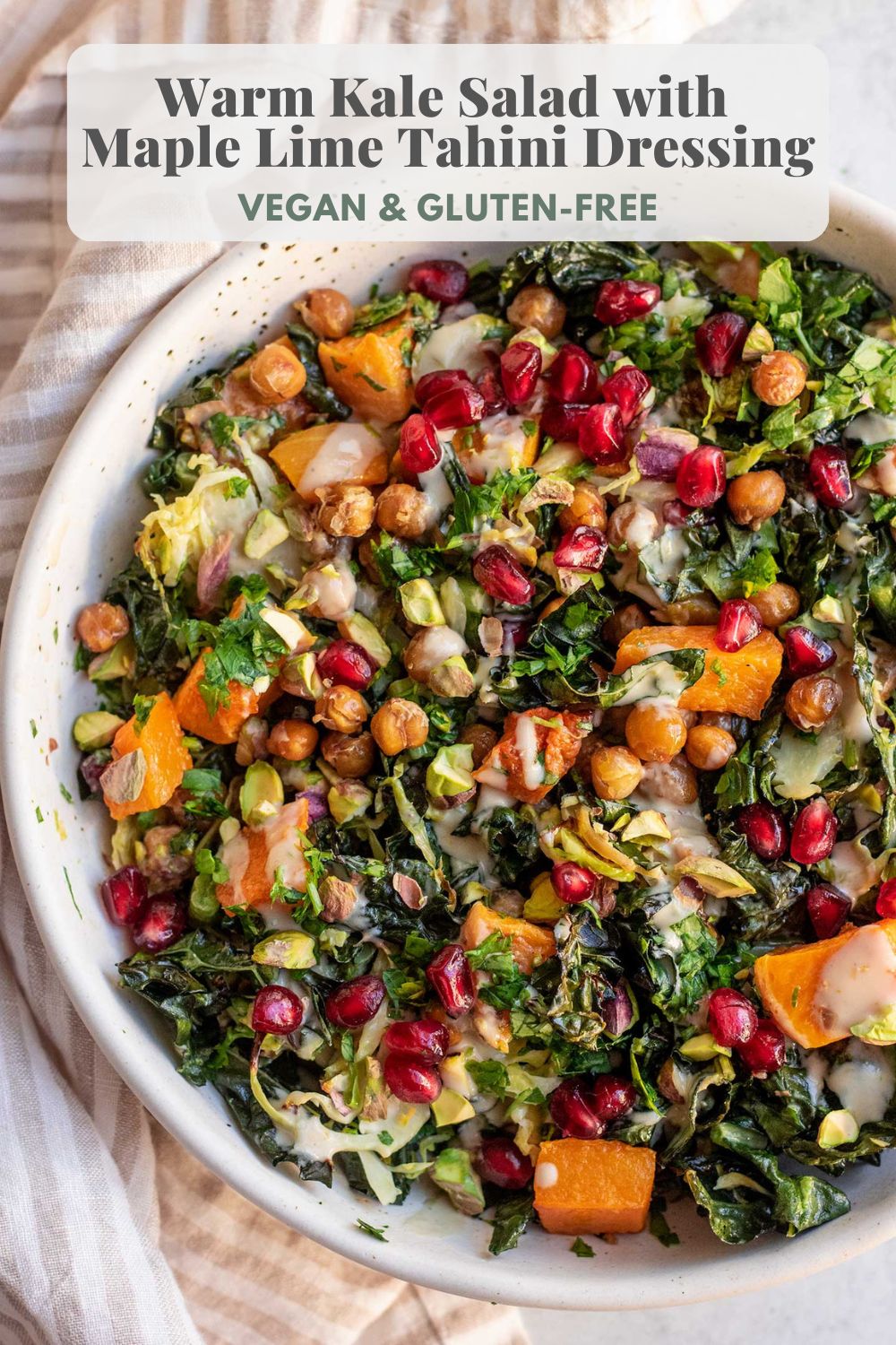 Warm Kale Salad with Maple Lime Tahini Dressing - Plant Based RD
