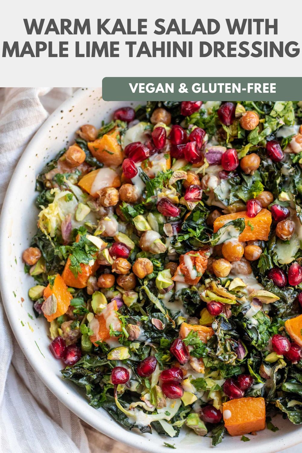 Warm Kale Salad with Maple Lime Tahini Dressing - Plant Based RD