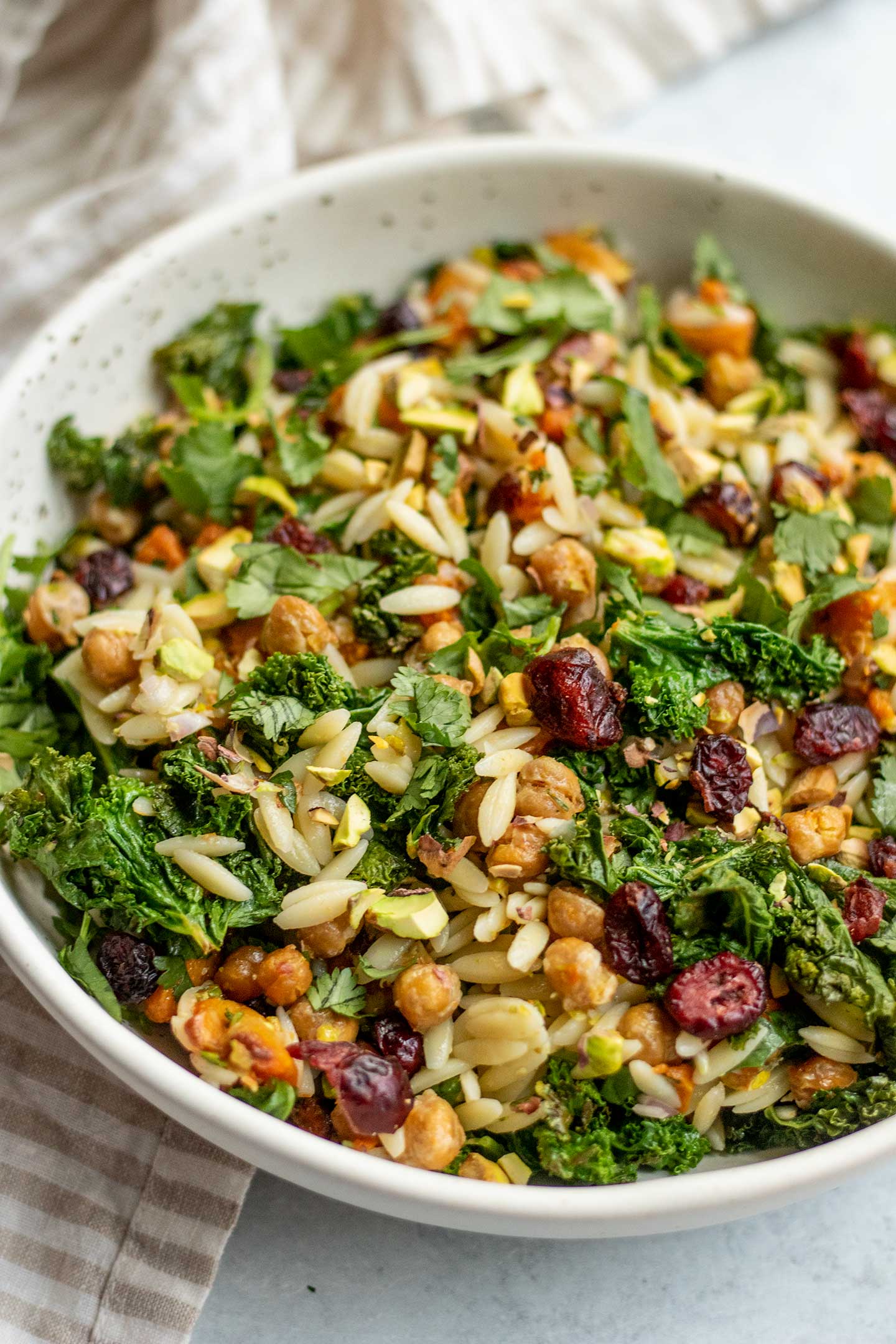 Kale Orzo Salad with Maple Lime Vinaigrette - Plant Based RD