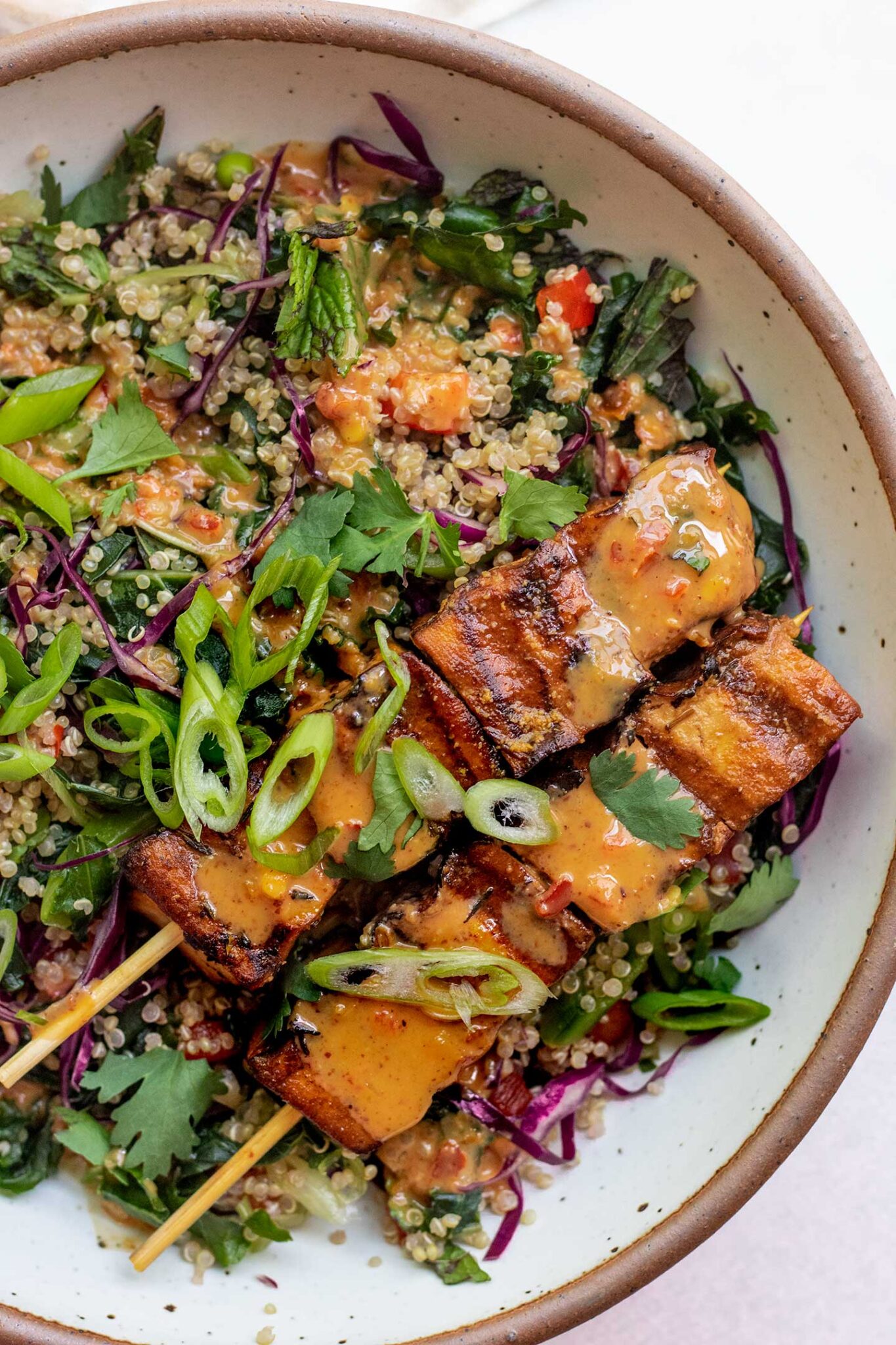 Chopped Kale Salad with Sweet Chili Almond Dressing - Plant Based RD