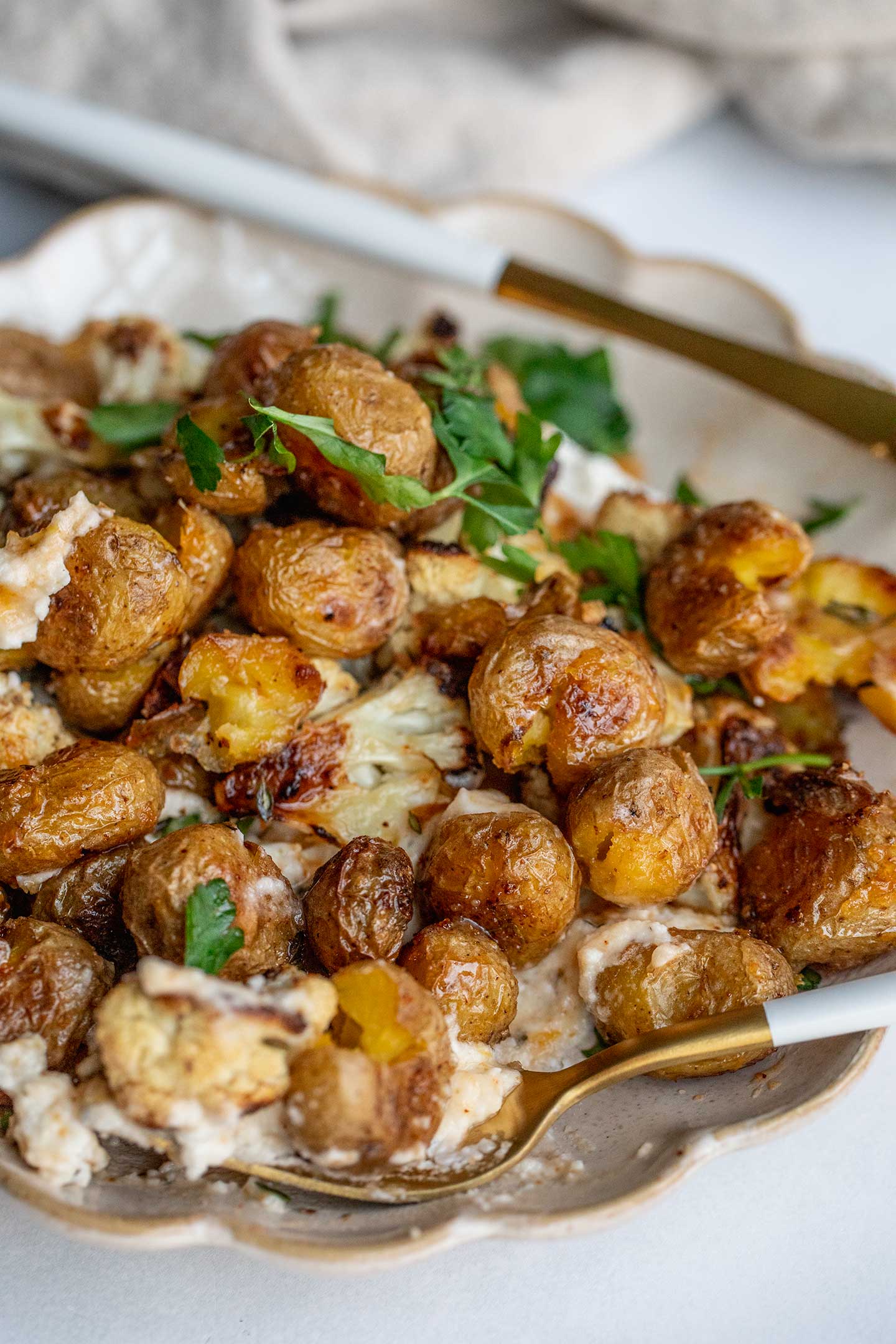 Hot Maple Roasted Potatoes and Cauliflower – Plant Based RD