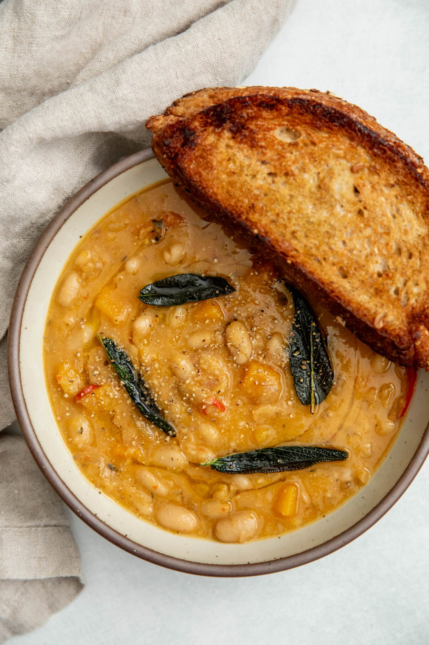 Butternut Squash White Bean Soup with Crispy Sage – Plant Based RD
