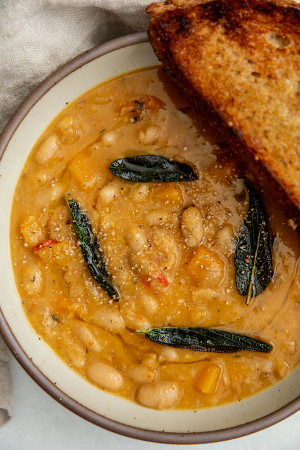 Butternut Squash White Bean Soup with Crispy Sage – Plant Based RD
