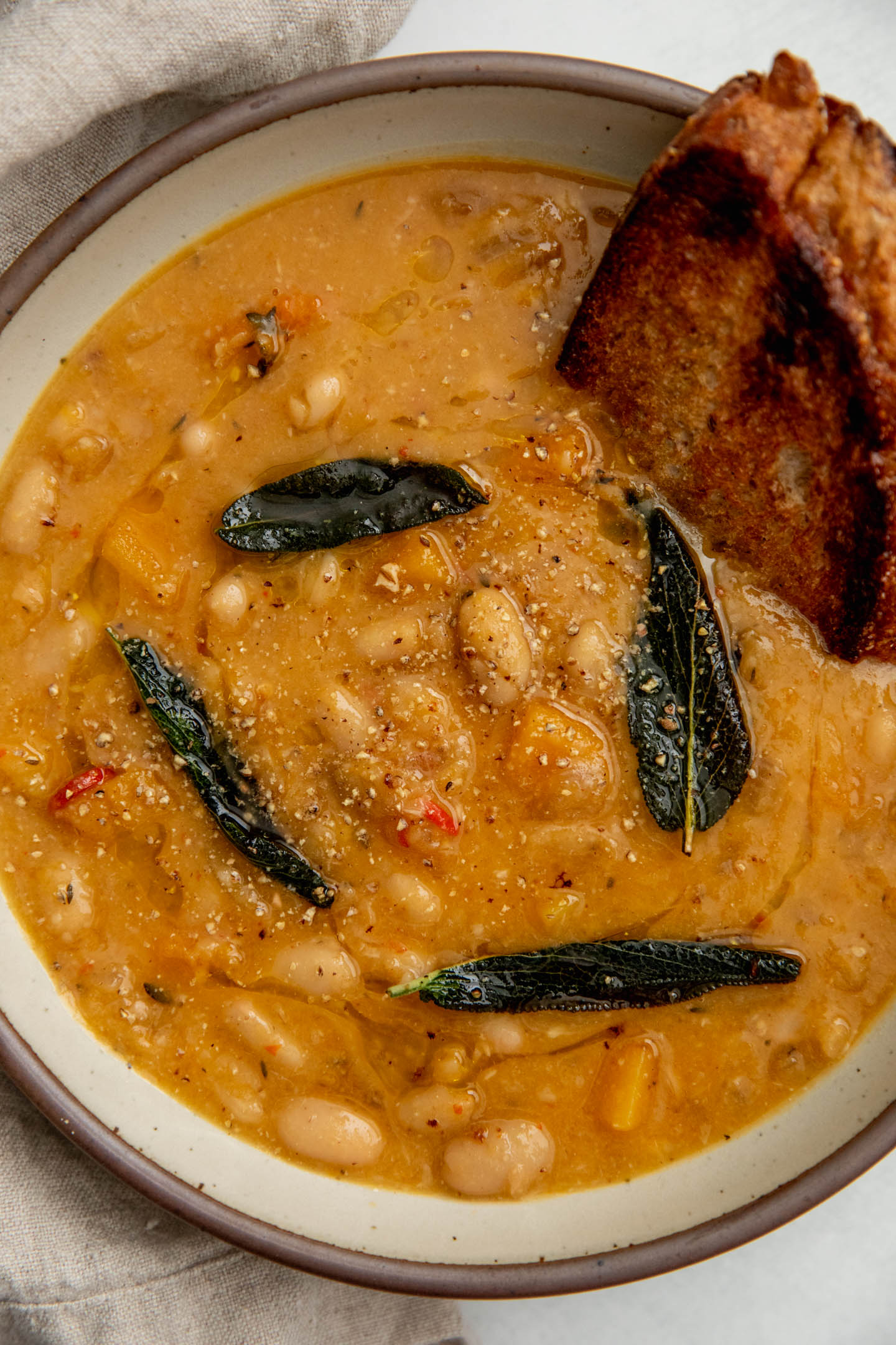 Butternut Squash White Bean Soup with Crispy Sage – Plant Based RD