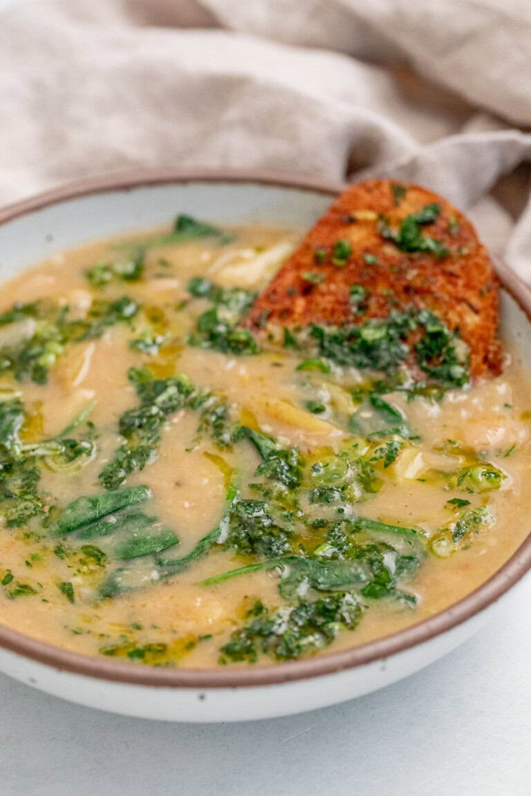 Creamy Potato Leek Soup with Garlic Scallion Oil – Plant Based RD