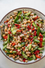 Marinated Roasted Bell Pepper Bean Salad with Fried Capers - Plant Based RD