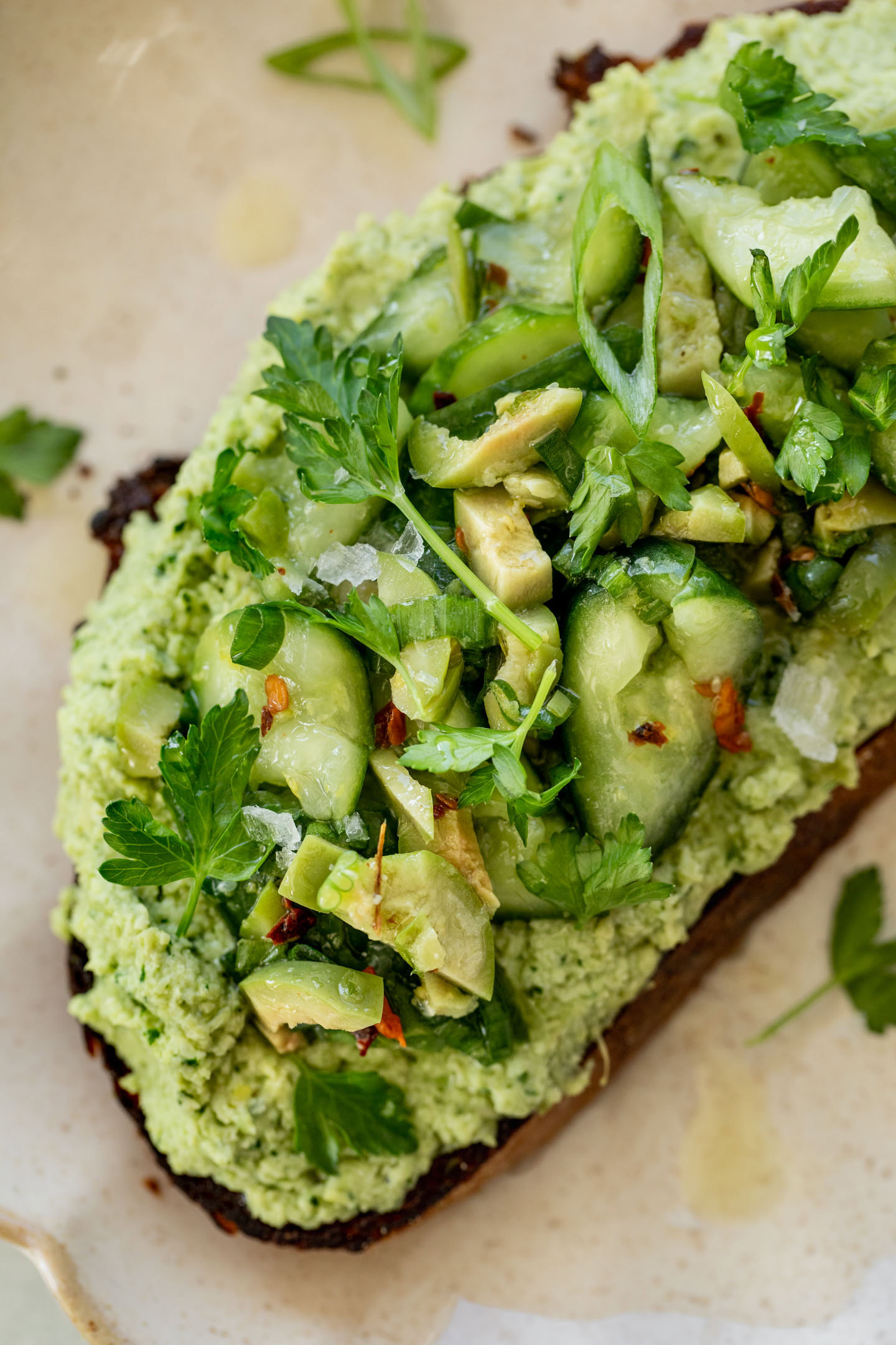 Smashed Cucumber Toast with Artichoke Edamame Spread – Plant Based RD