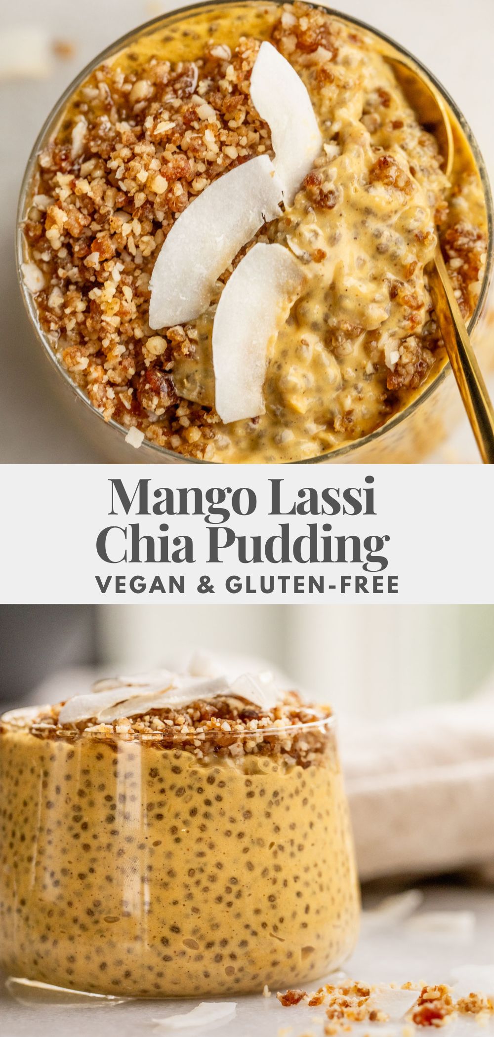 Mango Lassi Chia Pudding with Sticky Walnut Crumble - Plant Based RD