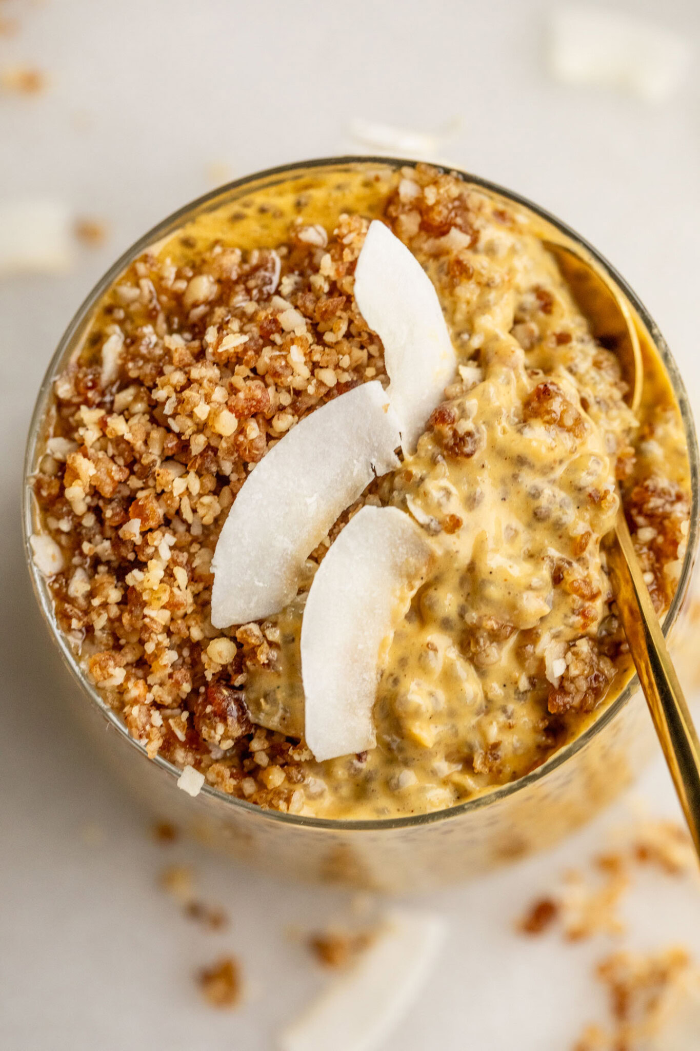 Mango Lassi Chia Pudding with Sticky Walnut Crumble - Plant Based RD