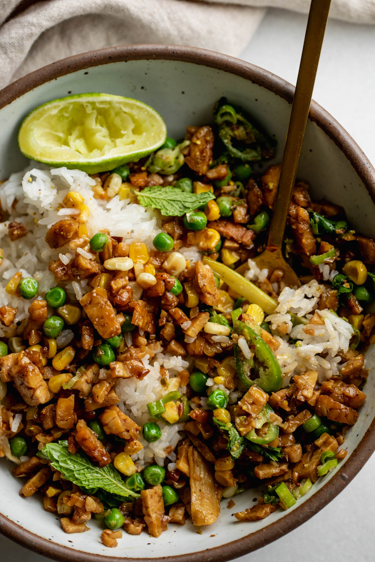 Sticky Ginger Tempeh with Charred Corn & Scallion Salad - Plant Based RD